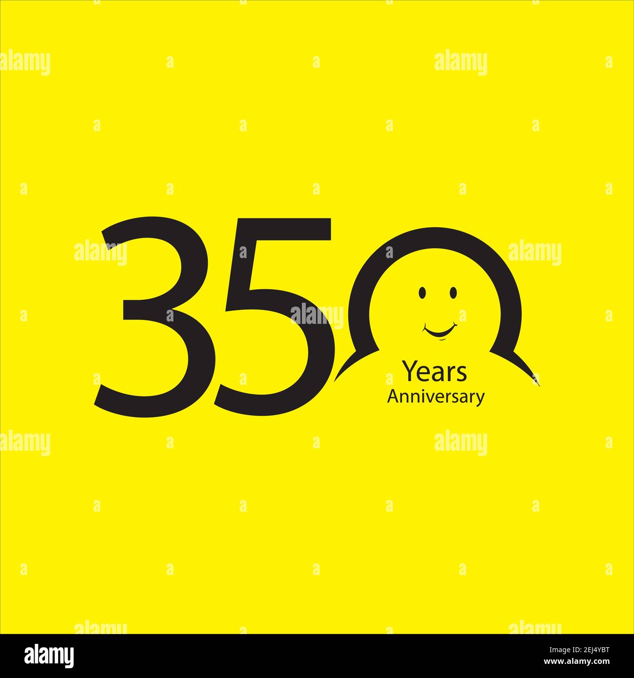 350 th anniversary numbers. years old yellow background logotype. Age ...