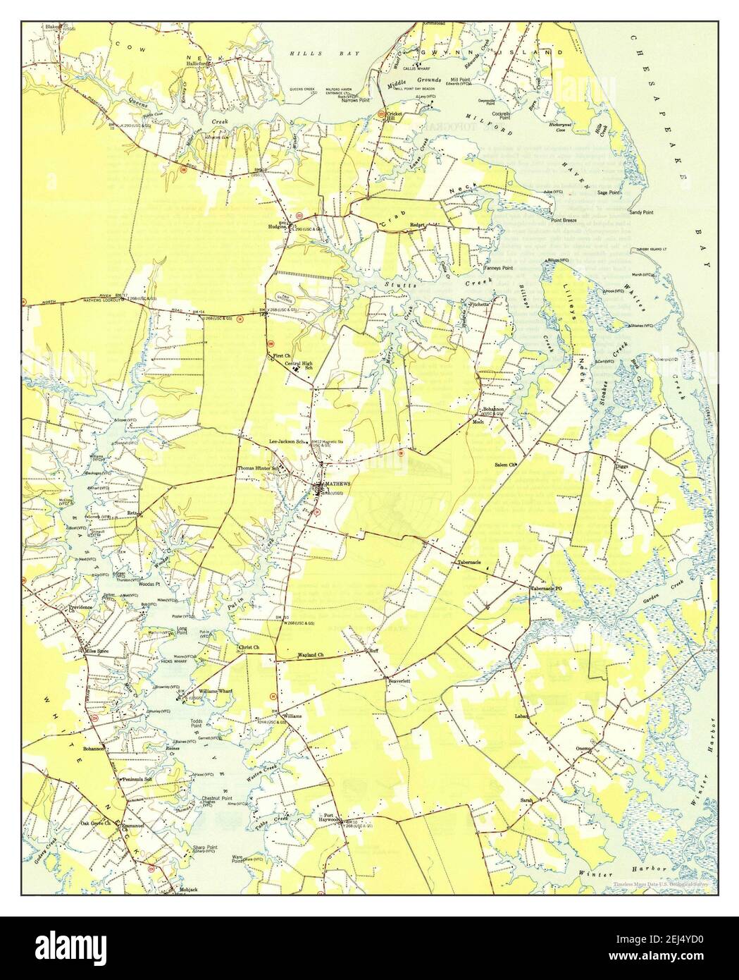 Mathews, Virginia, map 1948, 1:24000, United States of America by ...