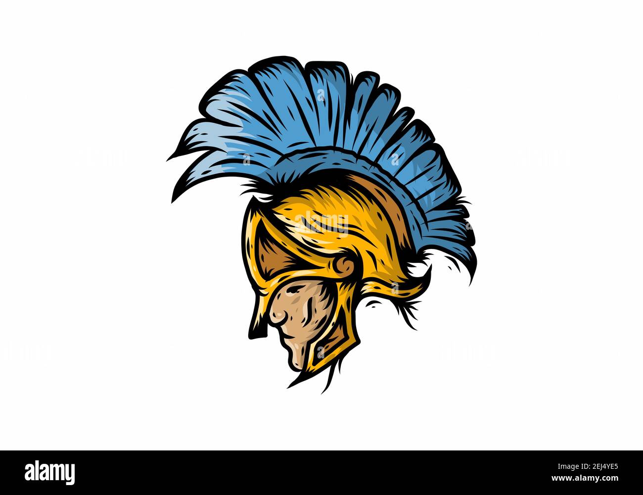 Blue gold of spartan warriors head illustration drawing Stock Vector ...