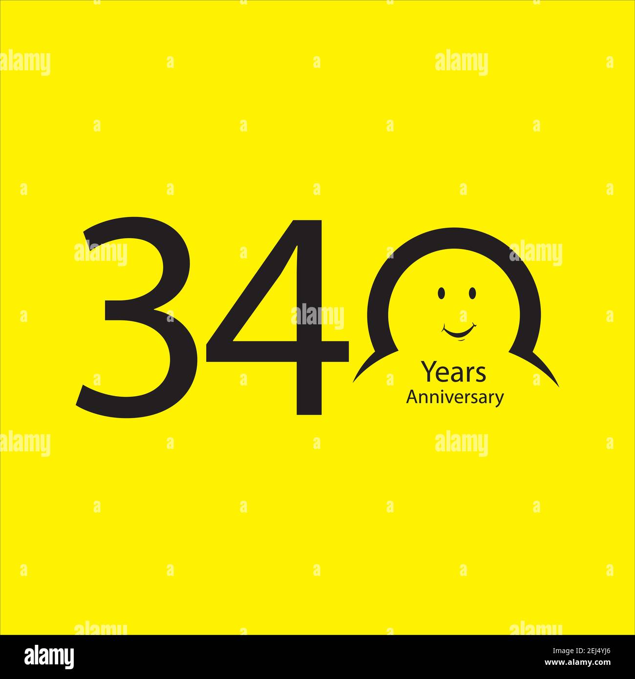 340 th anniversary numbers. years old yellow background logotype. Age ...