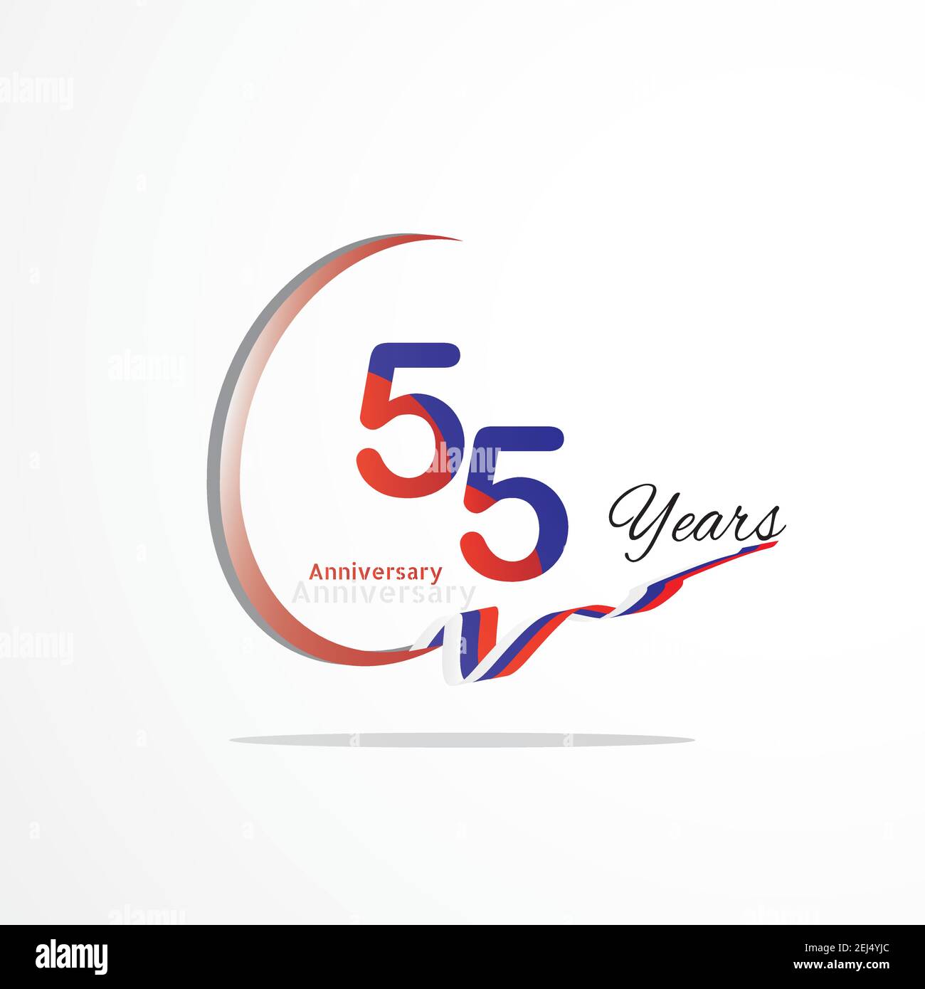 55 anniversary celebration logotype green and red colored. seventy ...