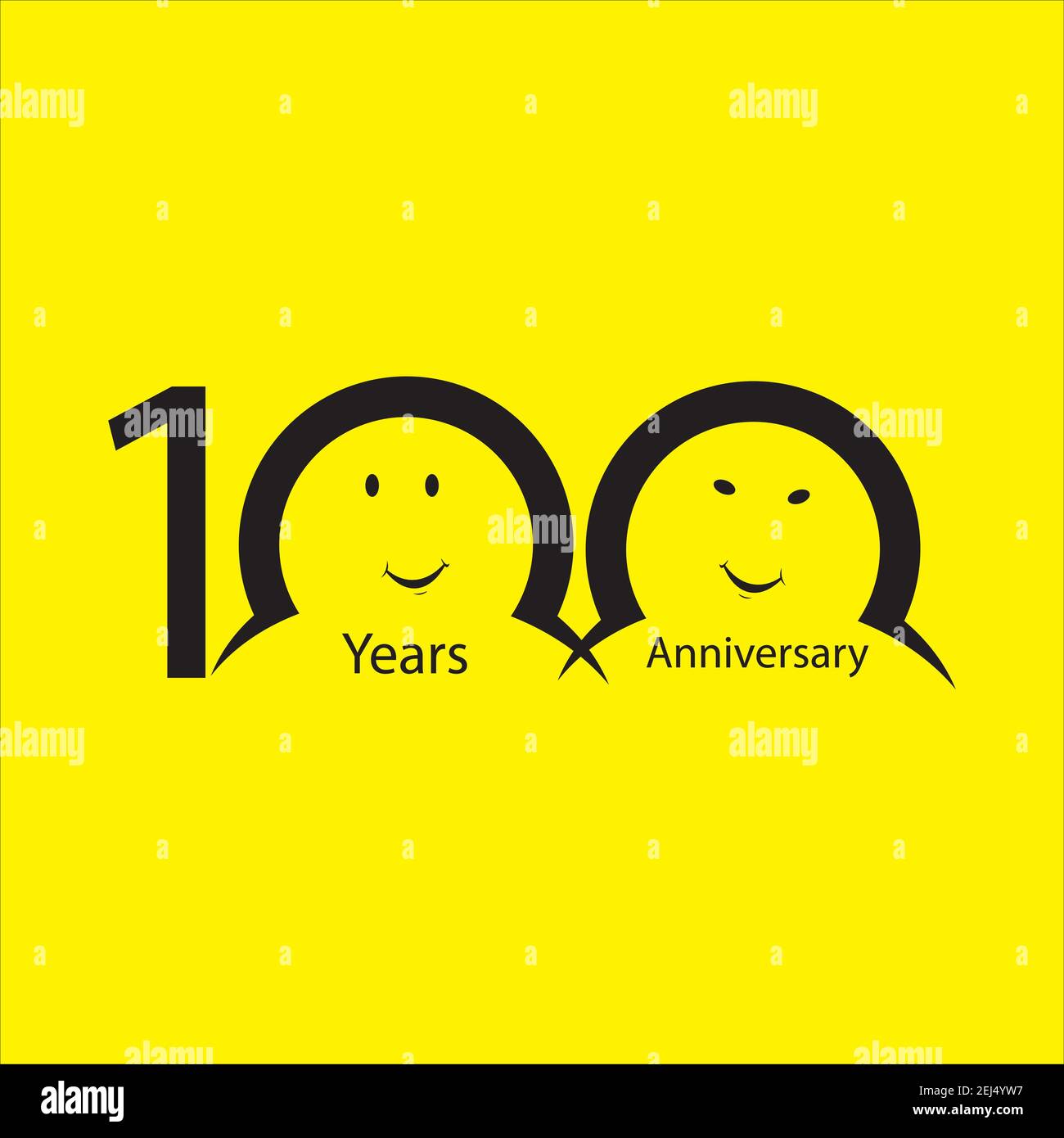 100 th anniversary numbers. years old yellow background logotype. Age ...