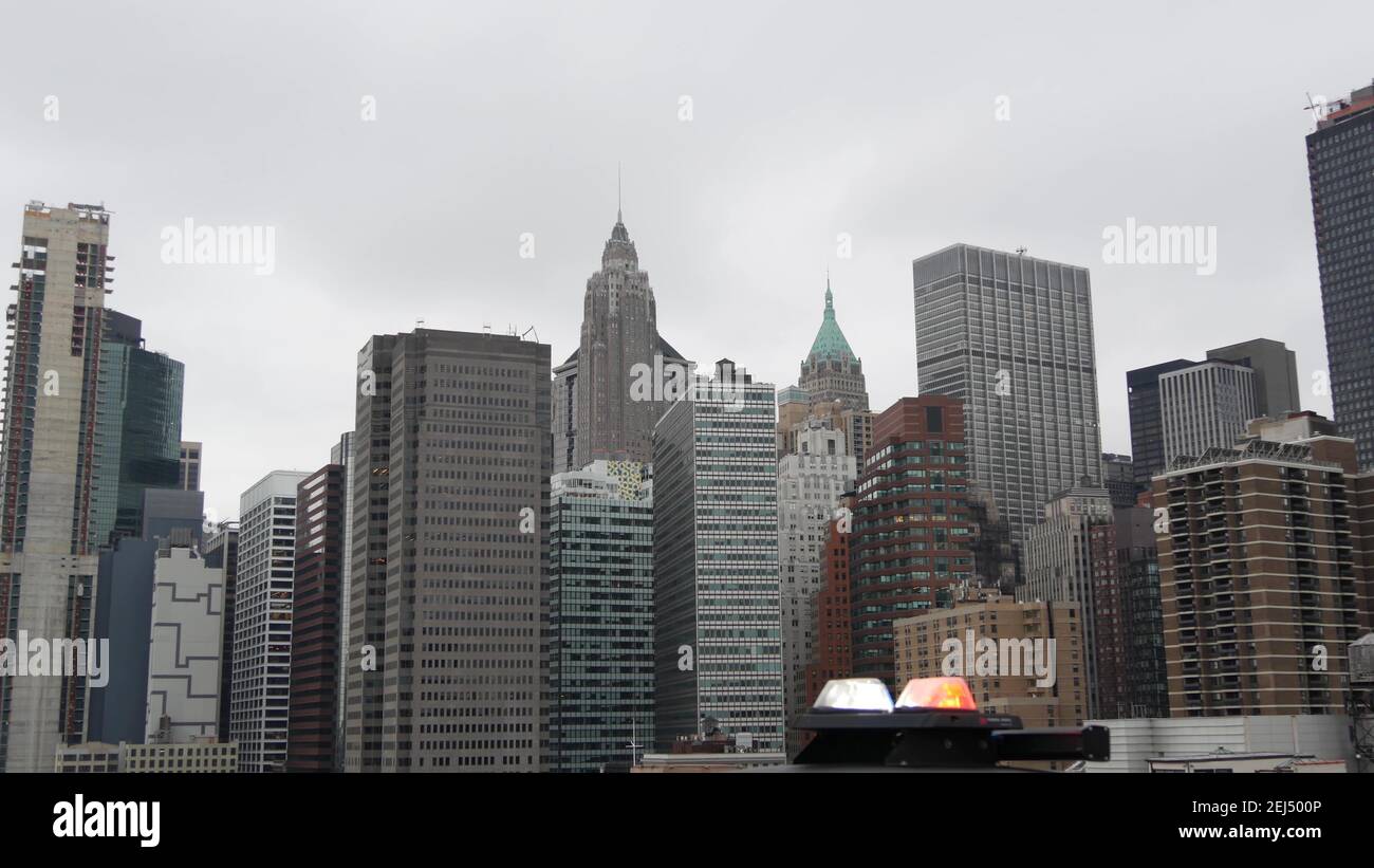 NEW YORK CITY, USA - 12 MAR 2020: Emergency siren glowing, 991 police ...