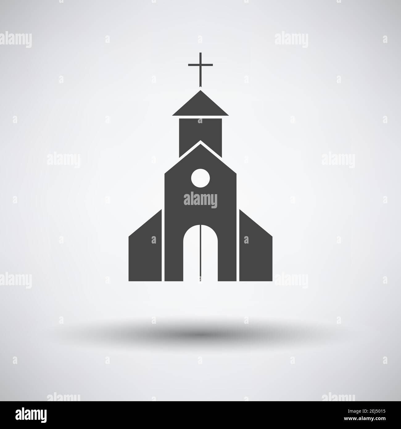 Church Icon. Dark Gray on Gray Background With Round Shadow. Vector ...
