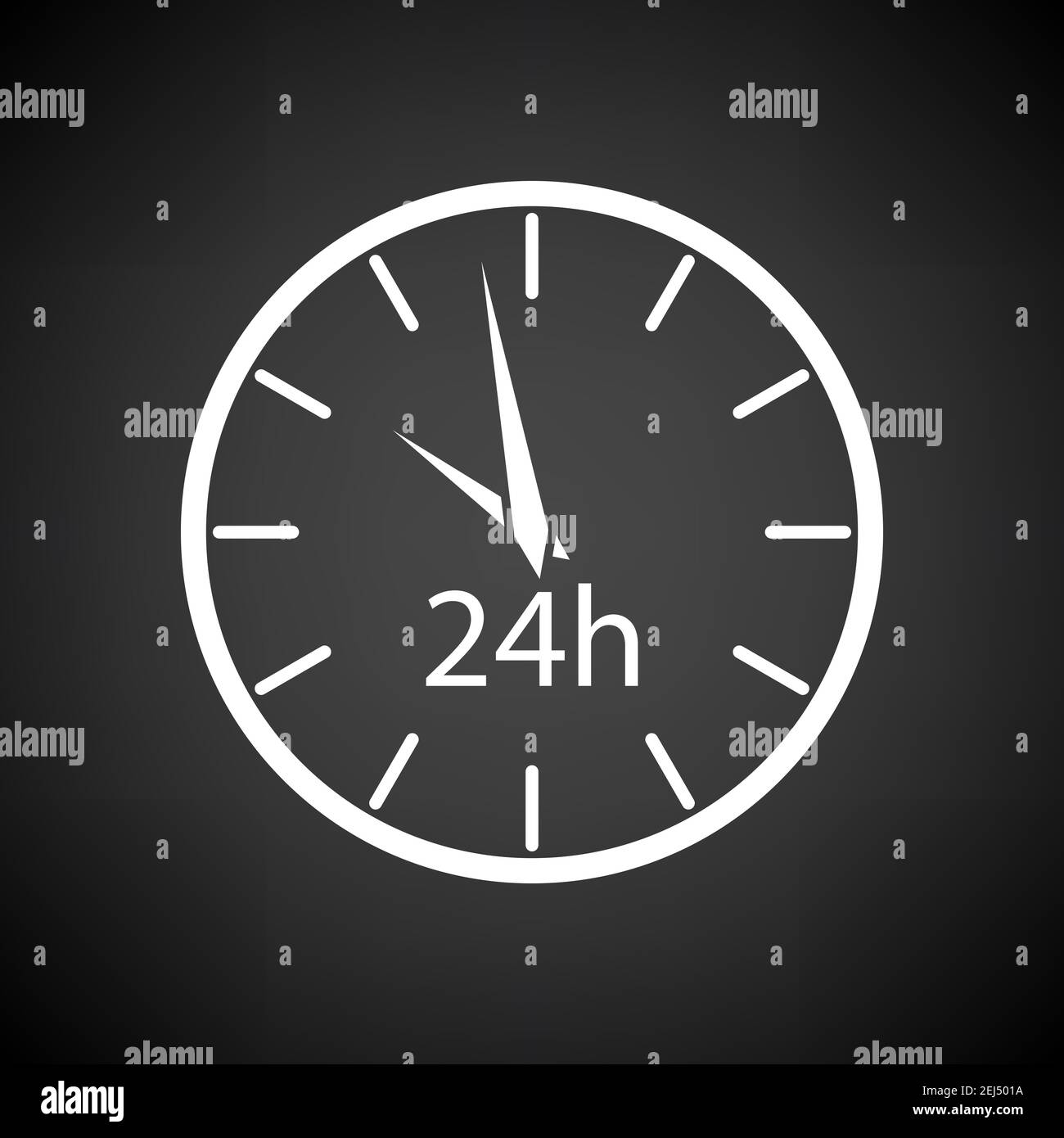 24 Hours Clock Icon. White on Black Background. Vector Illustration ...