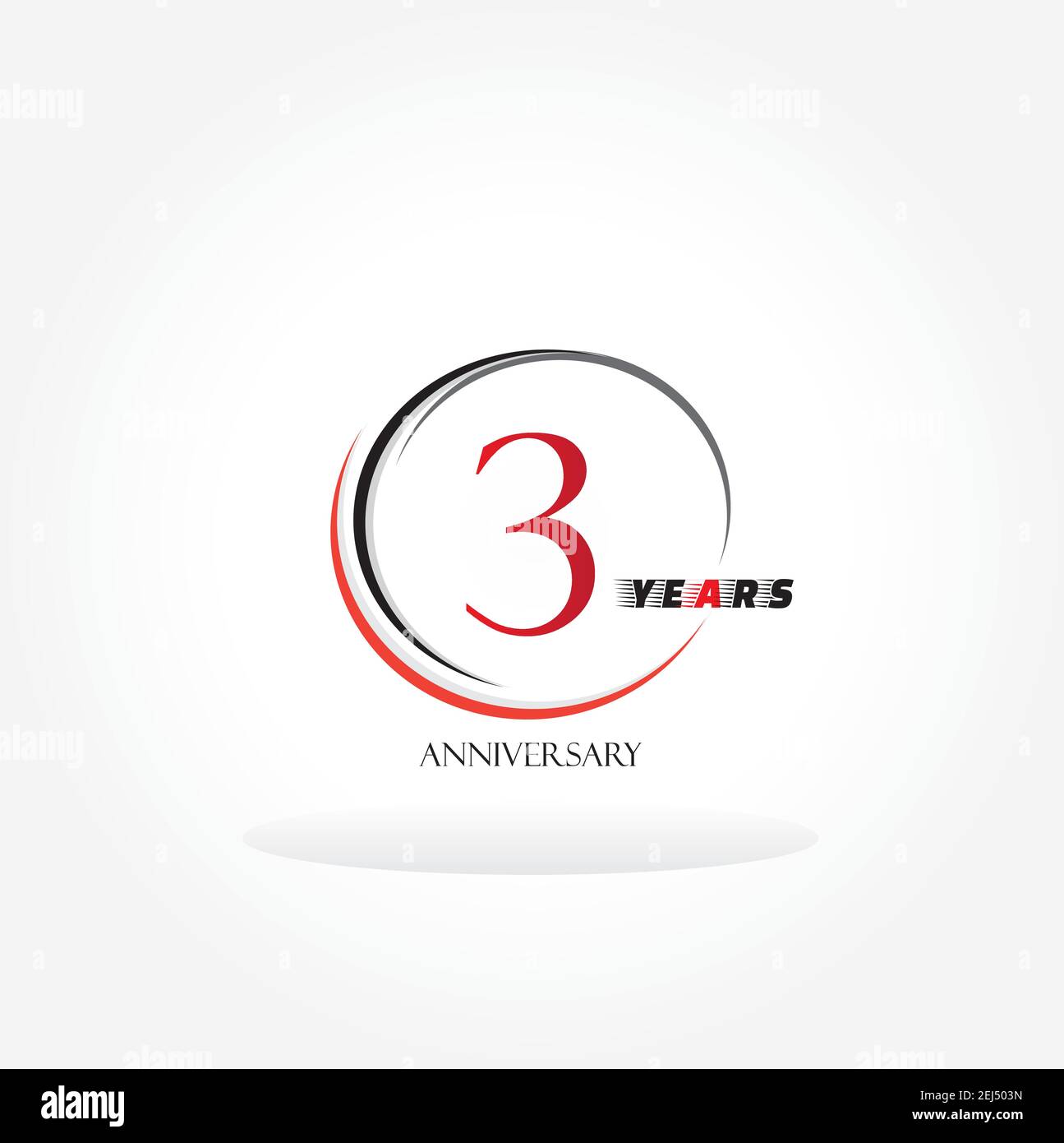3 years anniversary linked logotype with red color isolated on white ...