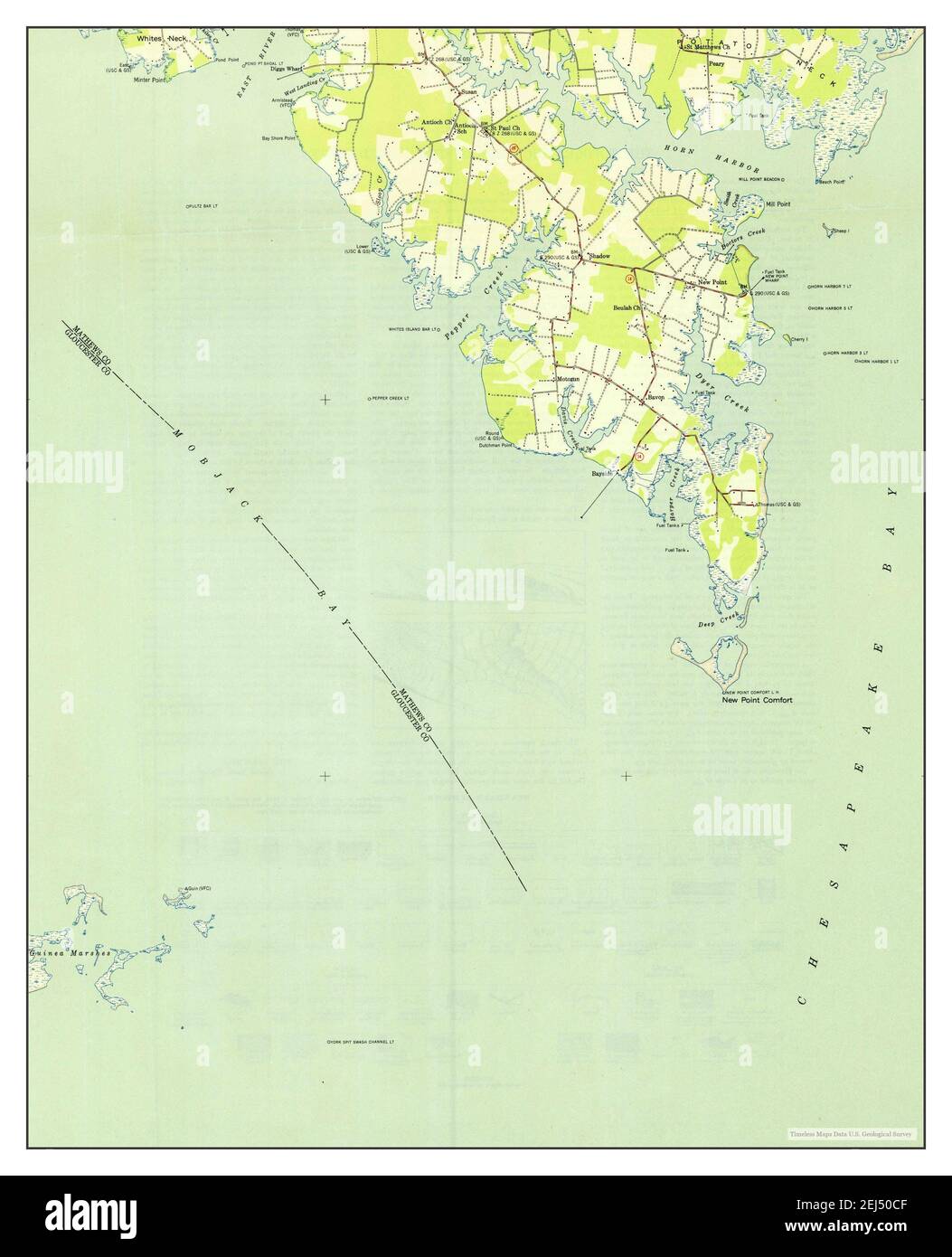 New Point Comfort, Virginia, map 1948, 1:24000, United States of ...