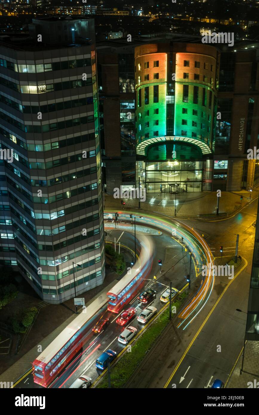 Croydon street traffic by night Stock Photo - Alamy