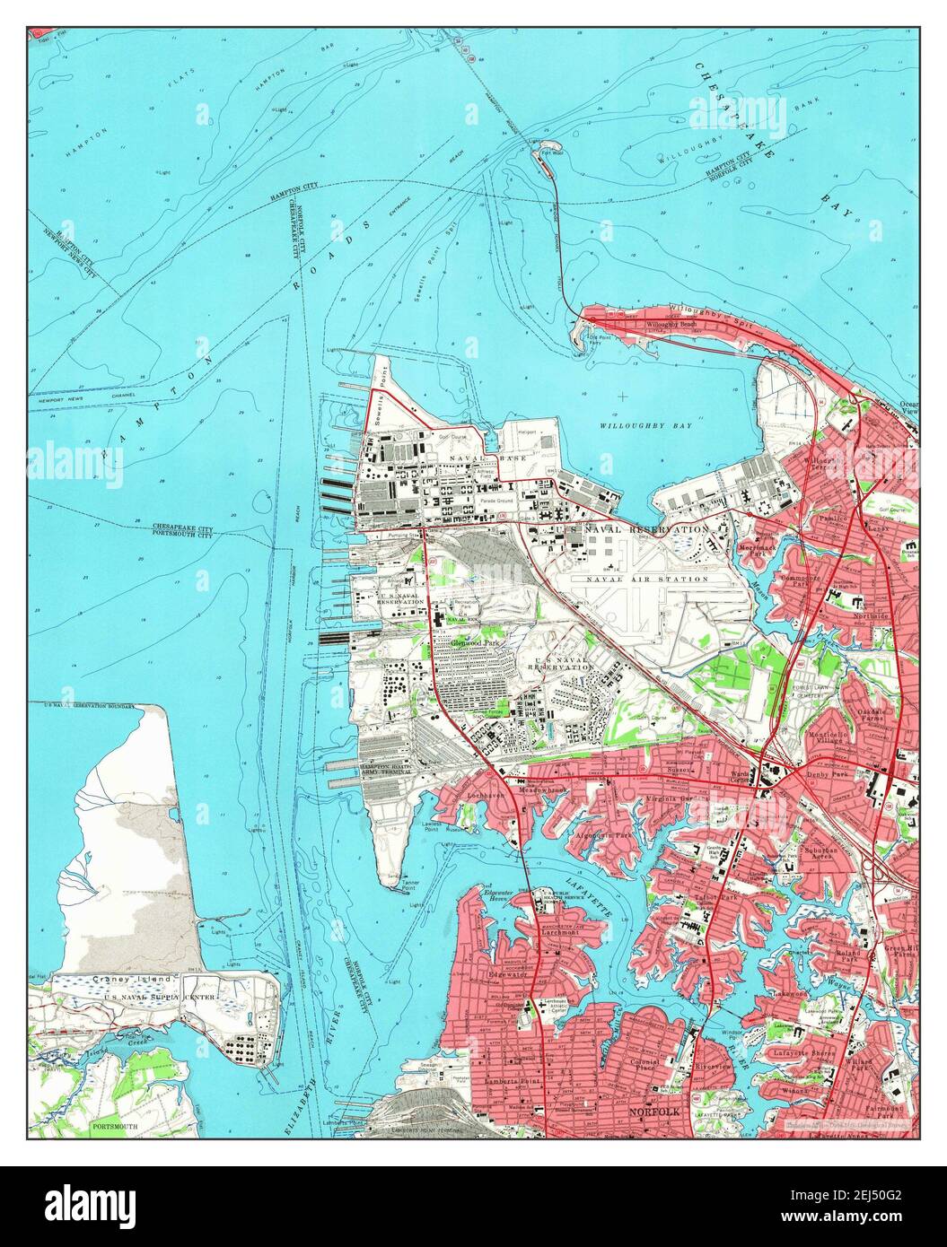 Map Of Norfolk Virginia Cut Out Stock Images & Pictures - Alamy