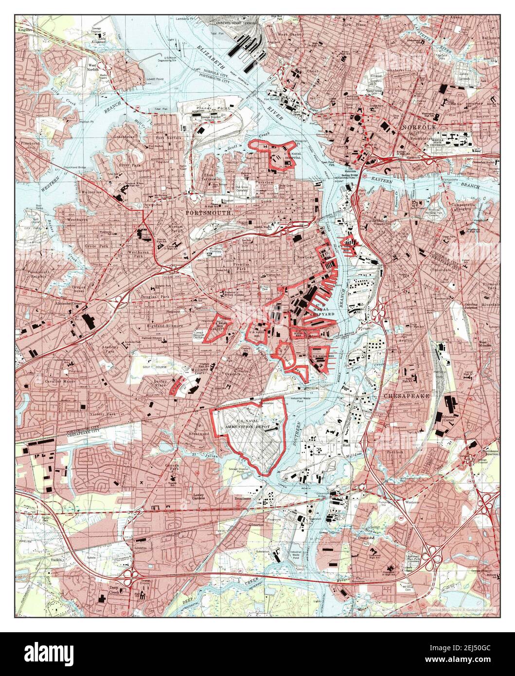 Norfolk South, Virginia, map 1994, 1:24000, United States of America by ...