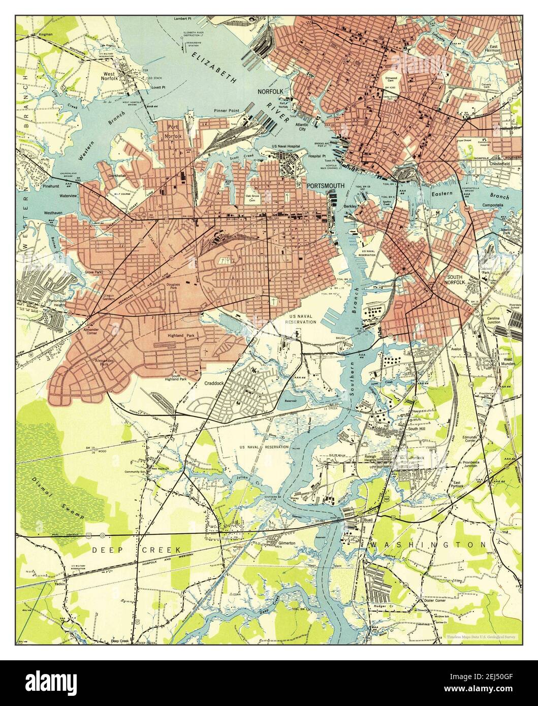 Map Of Norfolk Virginia Cut Out Stock Images & Pictures - Alamy
