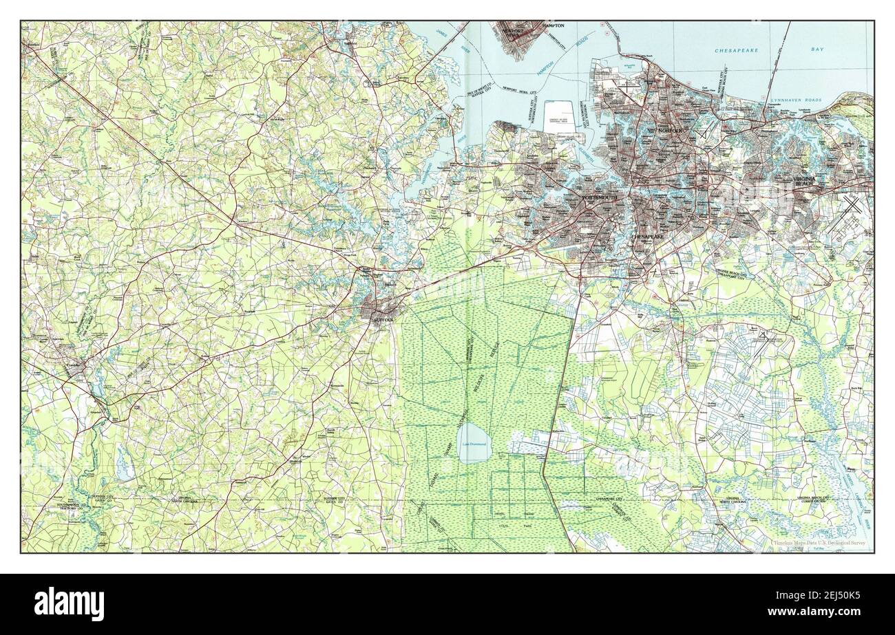 Norfolk, Virginia, map 1985, 1:100000, United States of America by ...