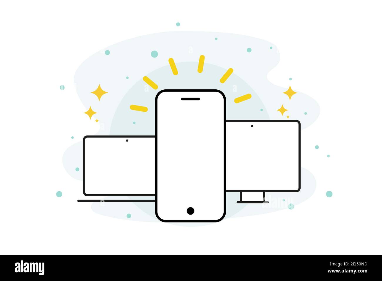 Mobile first. Smartphone, desktop computer and laptop icons. Responsive ...
