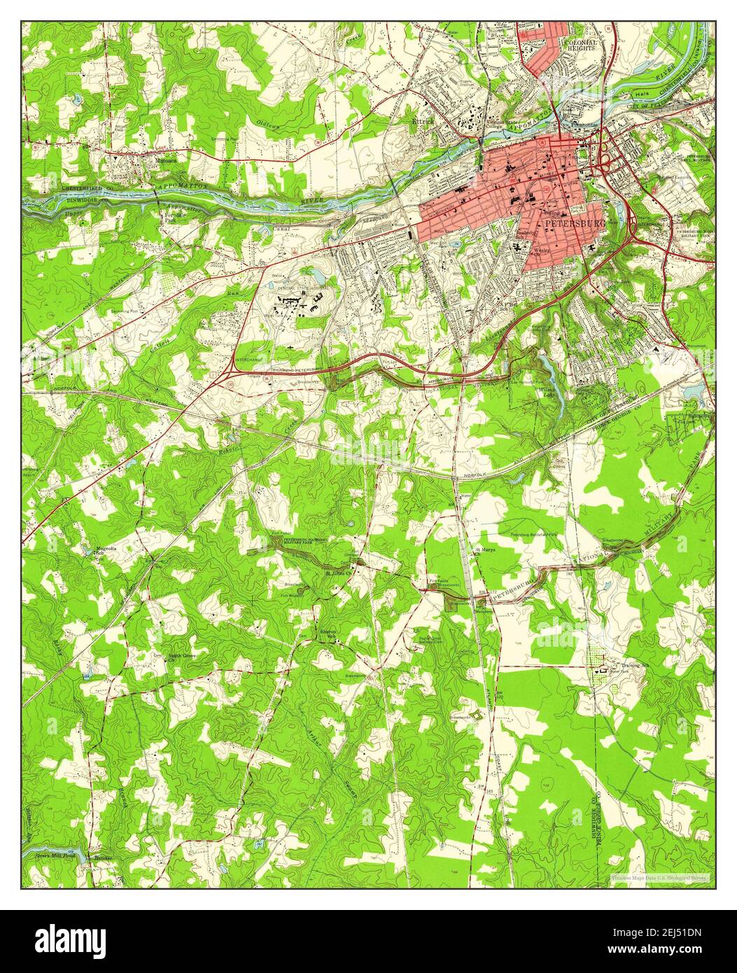 Petersburg, Virginia, map 1952, 1:24000, United States of America by ...