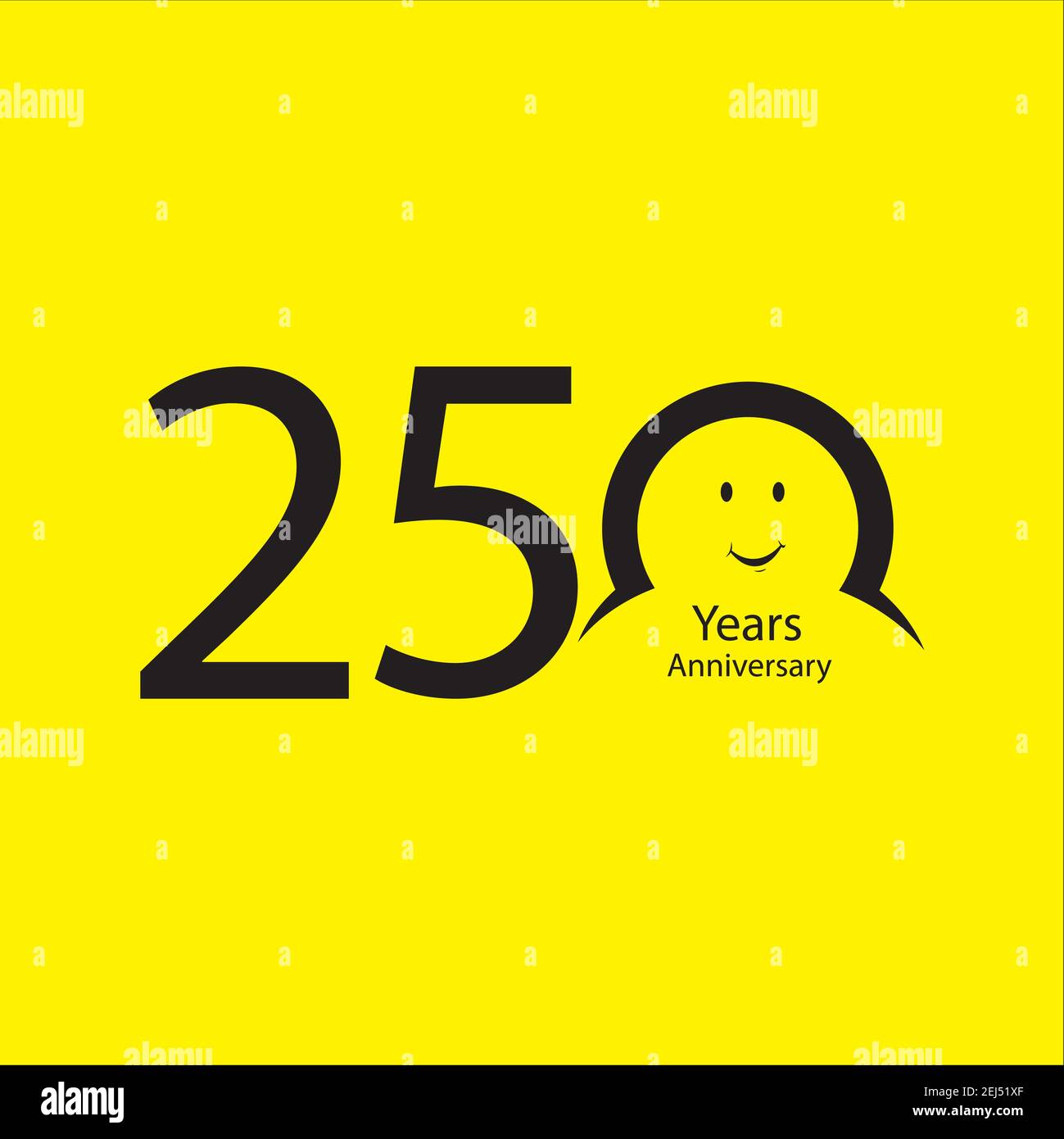 250 th anniversary numbers. years old yellow background logotype. Age ...