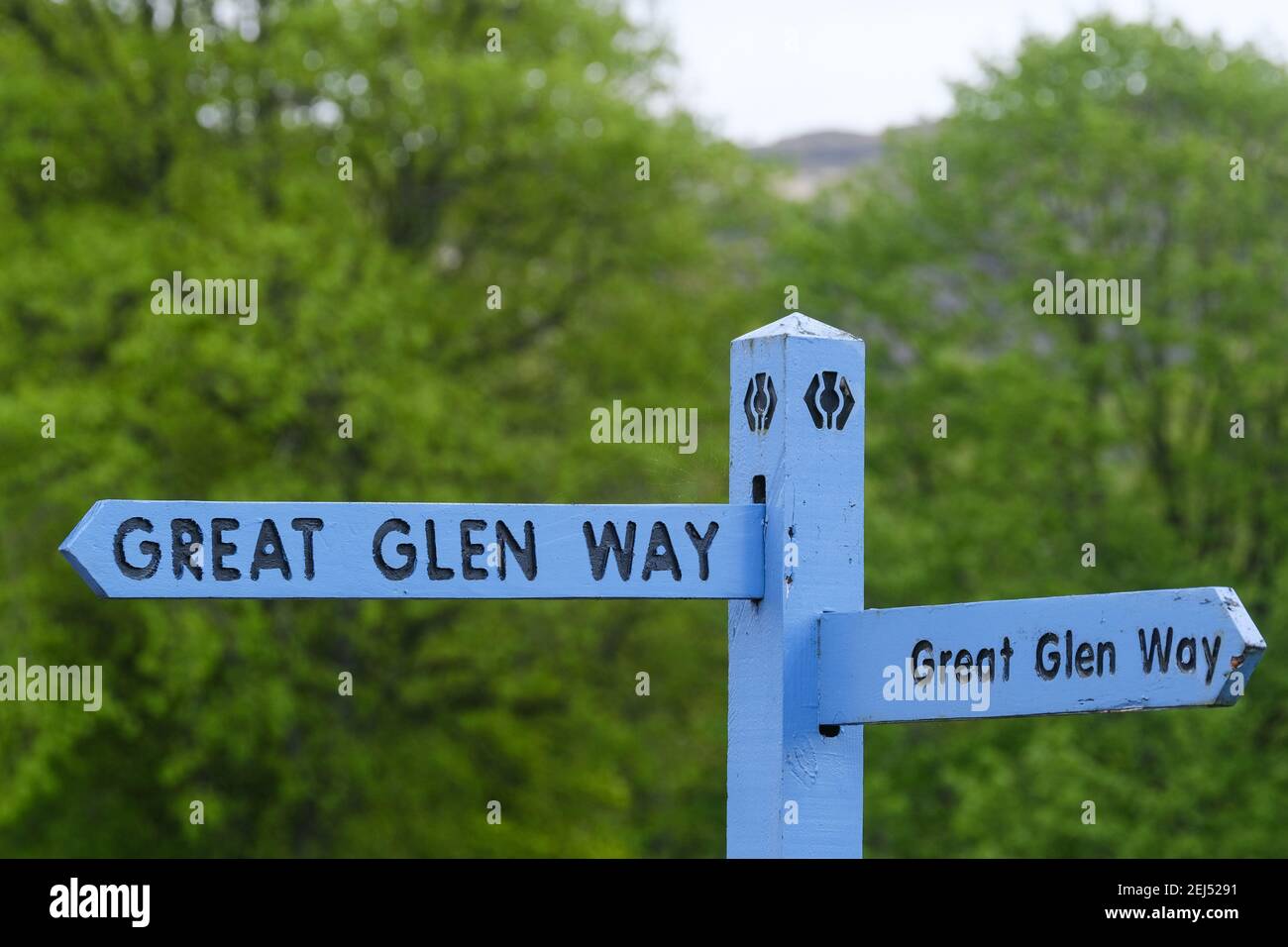 Direction sign at Fort Augustus in Scotland for the Great Glen Way ...