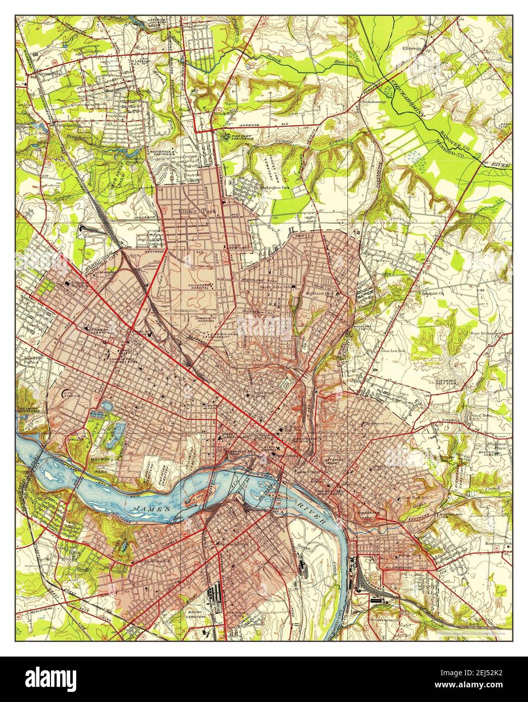 Richmond, Virginia, map 1934, 1:24000, United States of America by ...