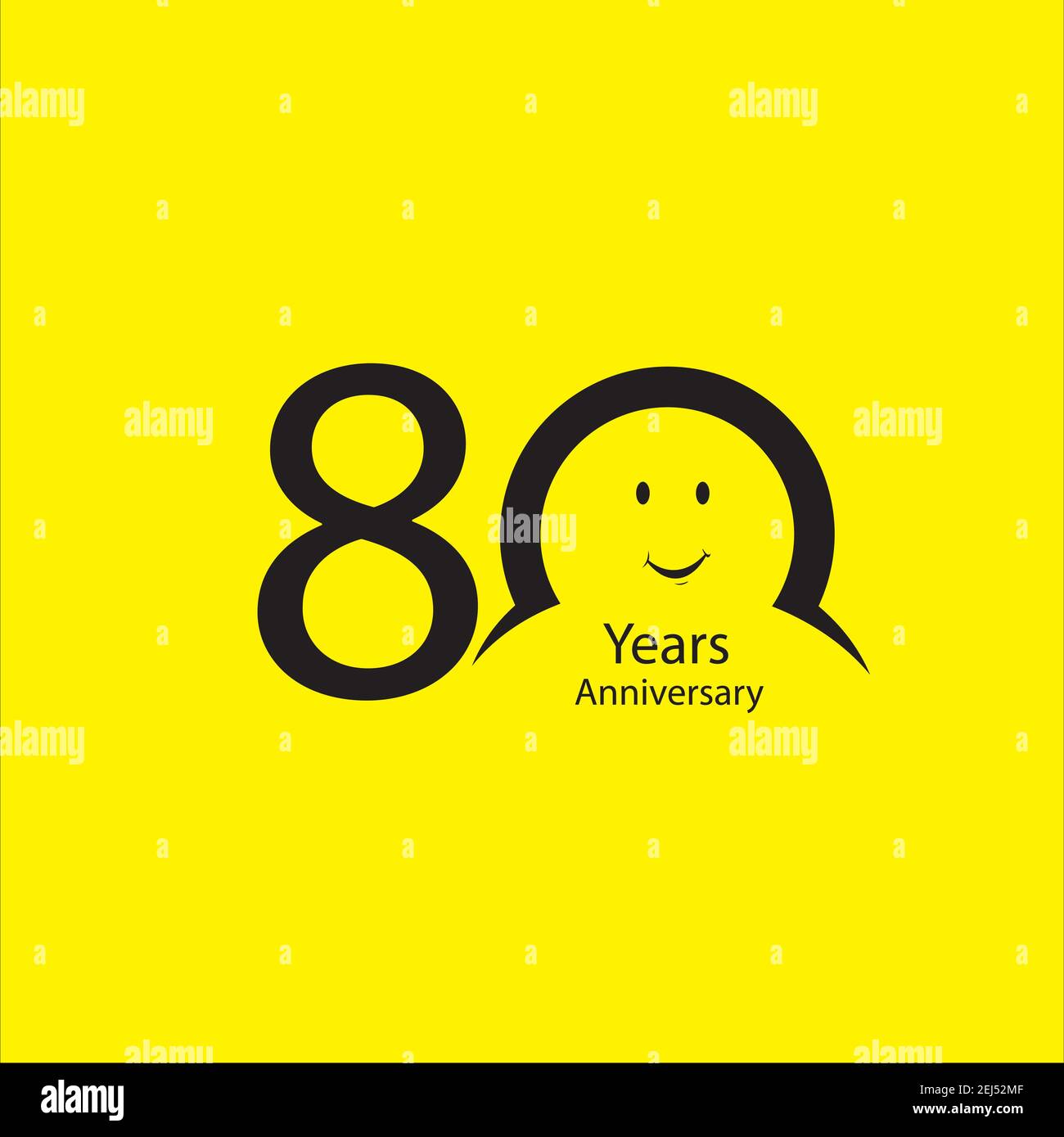 80 th anniversary numbers. years old yellow background logotype. Age ...