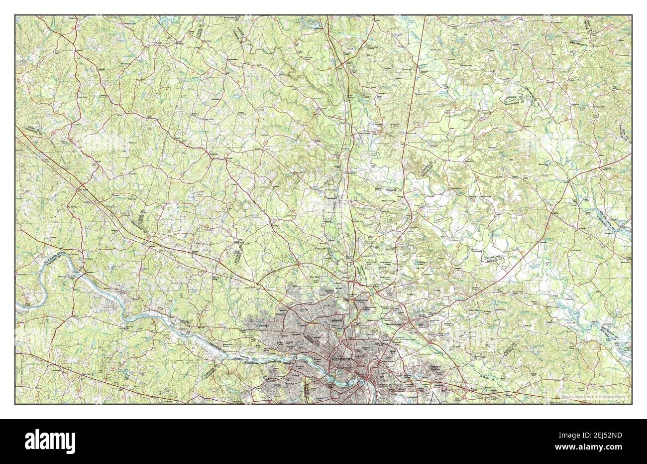 Richmond, Virginia, map 1984, 1:100000, United States of America by ...