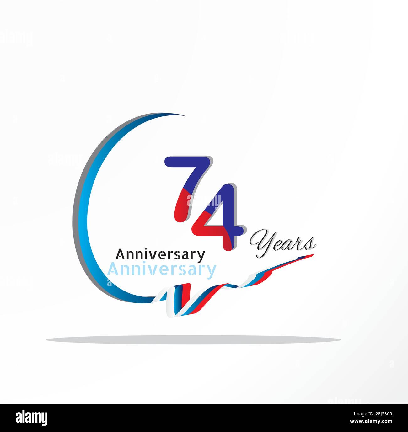 74 anniversary celebration logotype green and red colored. seventy ...