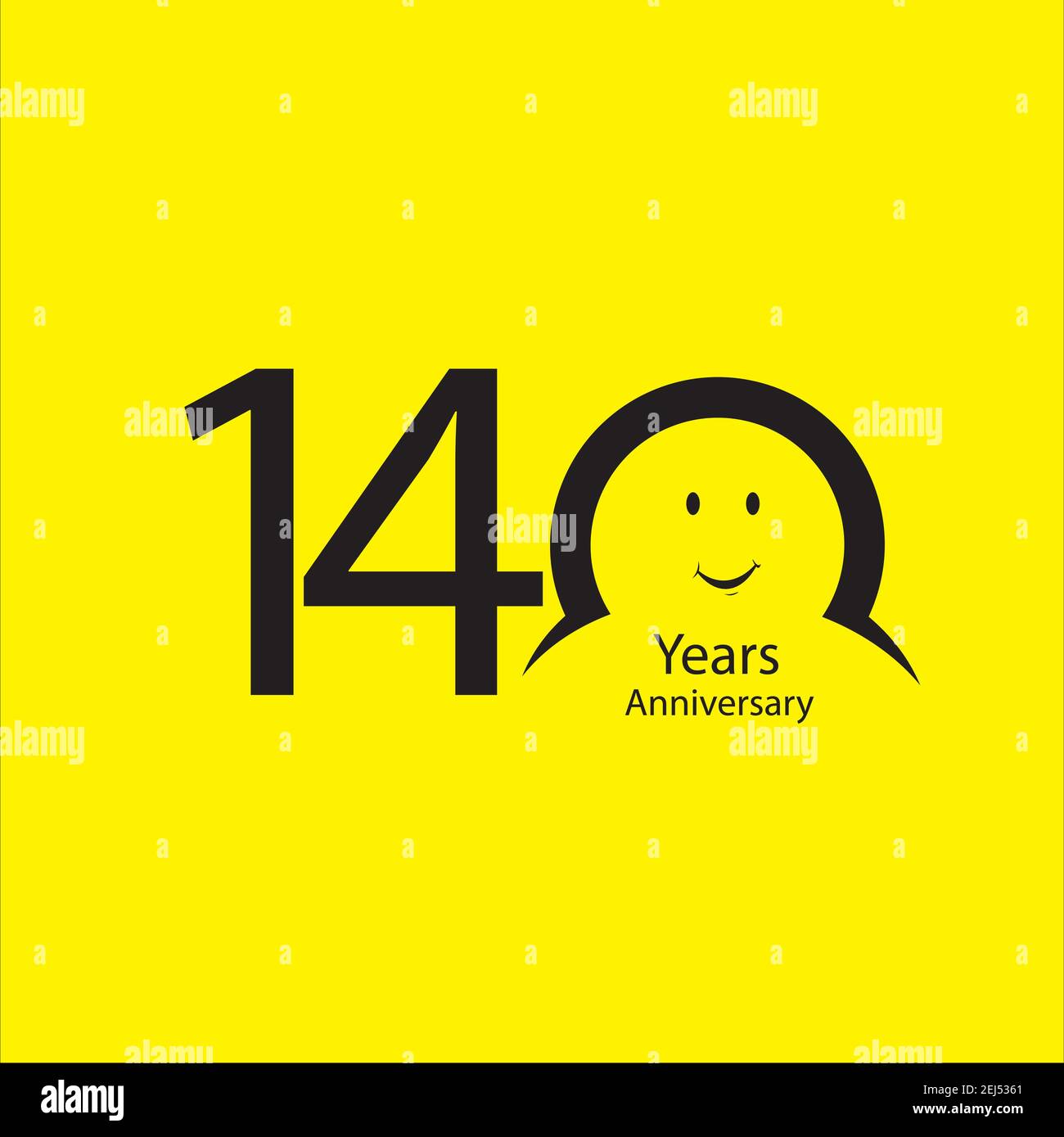 140 th anniversary numbers. years old yellow background logotype. Age ...