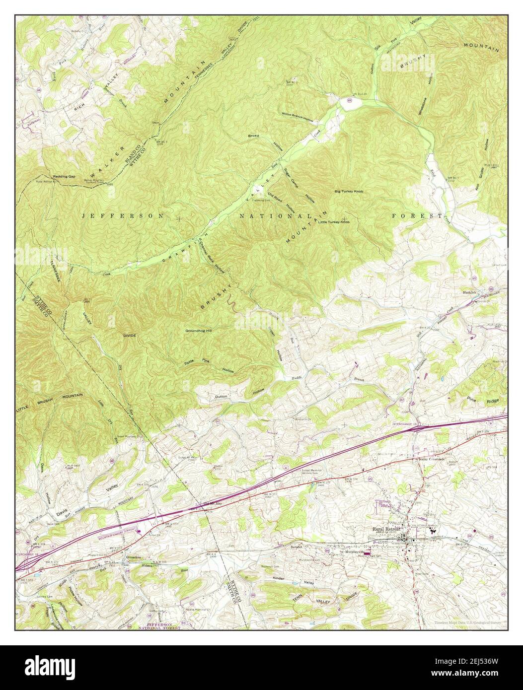 Rural Retreat, Virginia, map 1959, 1:24000, United States of America by ...