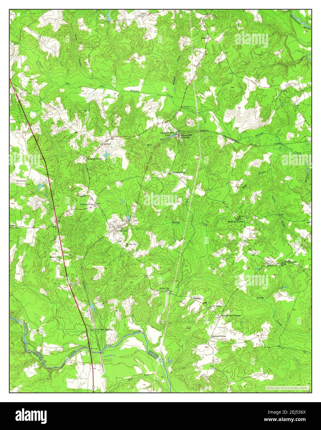Ruther Glen, Virginia, map 1949, 1:24000, United States of America by ...