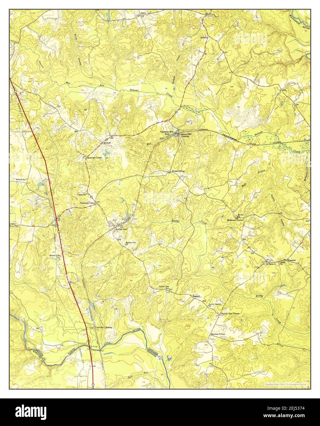 Ruther Glen, Virginia, map 1951, 1:24000, United States of America by ...
