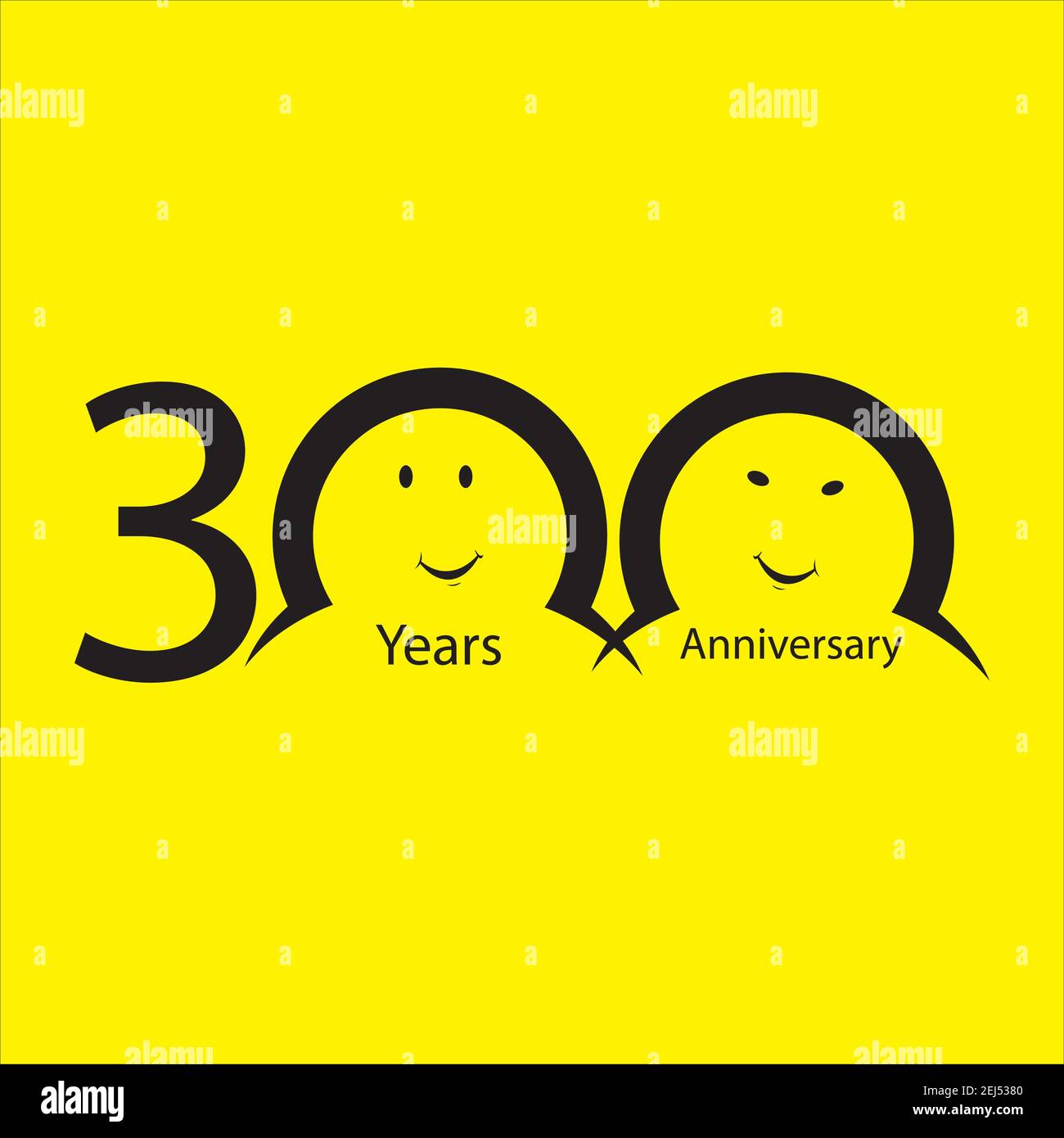 300 th anniversary numbers. years old yellow background logotype. Age ...