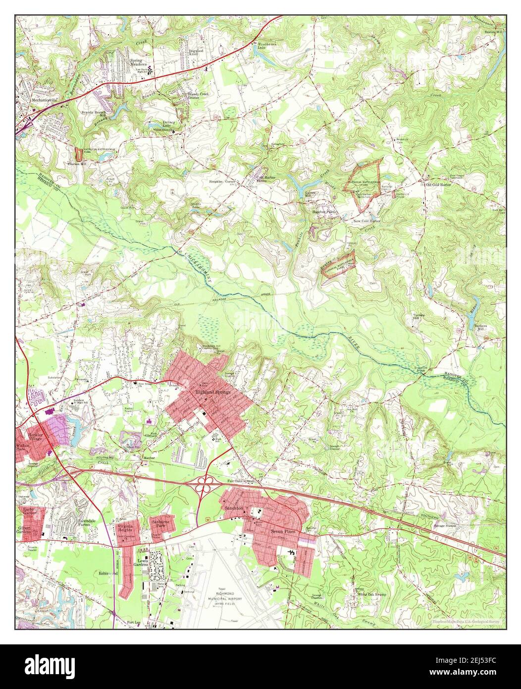 Seven Pines, Virginia, map 1964, 1:24000, United States of America by ...