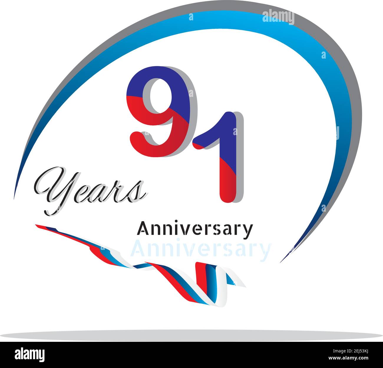 91 anniversary celebration logotype green and red colored. seventy ...