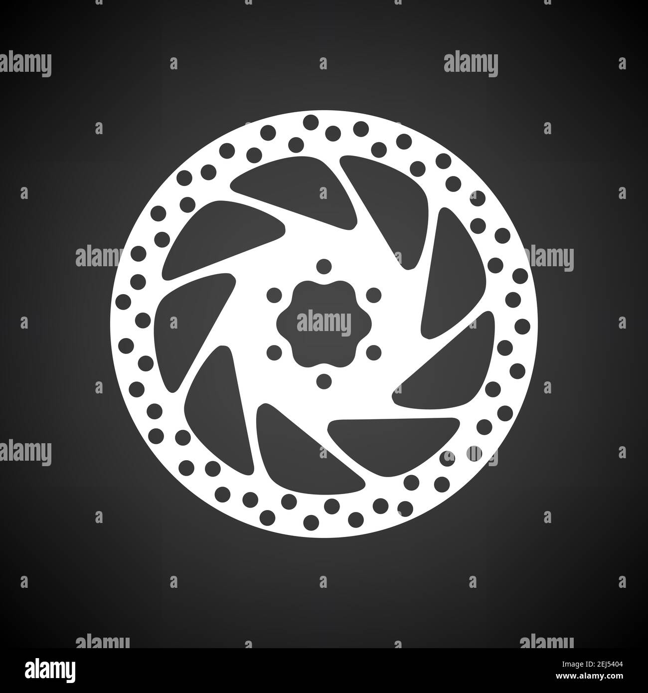 Bike Brake Disc Icon. White on Black Background. Vector Illustration ...