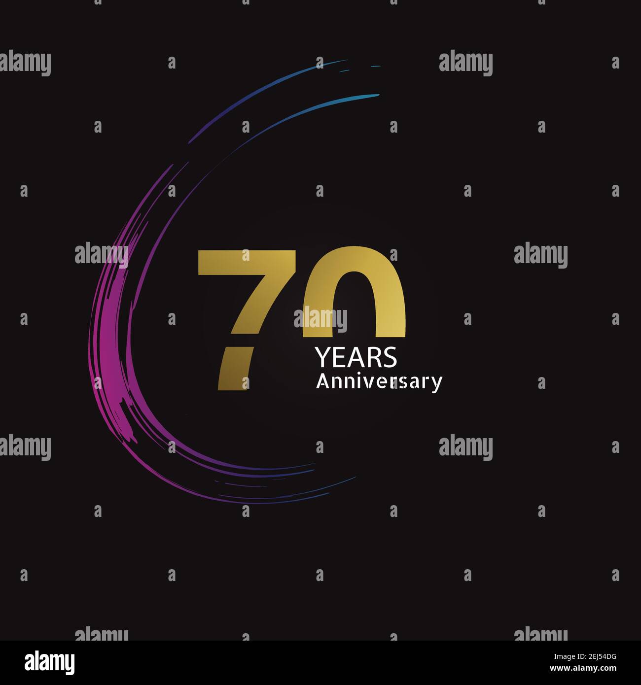 70 Anniversary fireworks and celebration black background Stock Vector ...