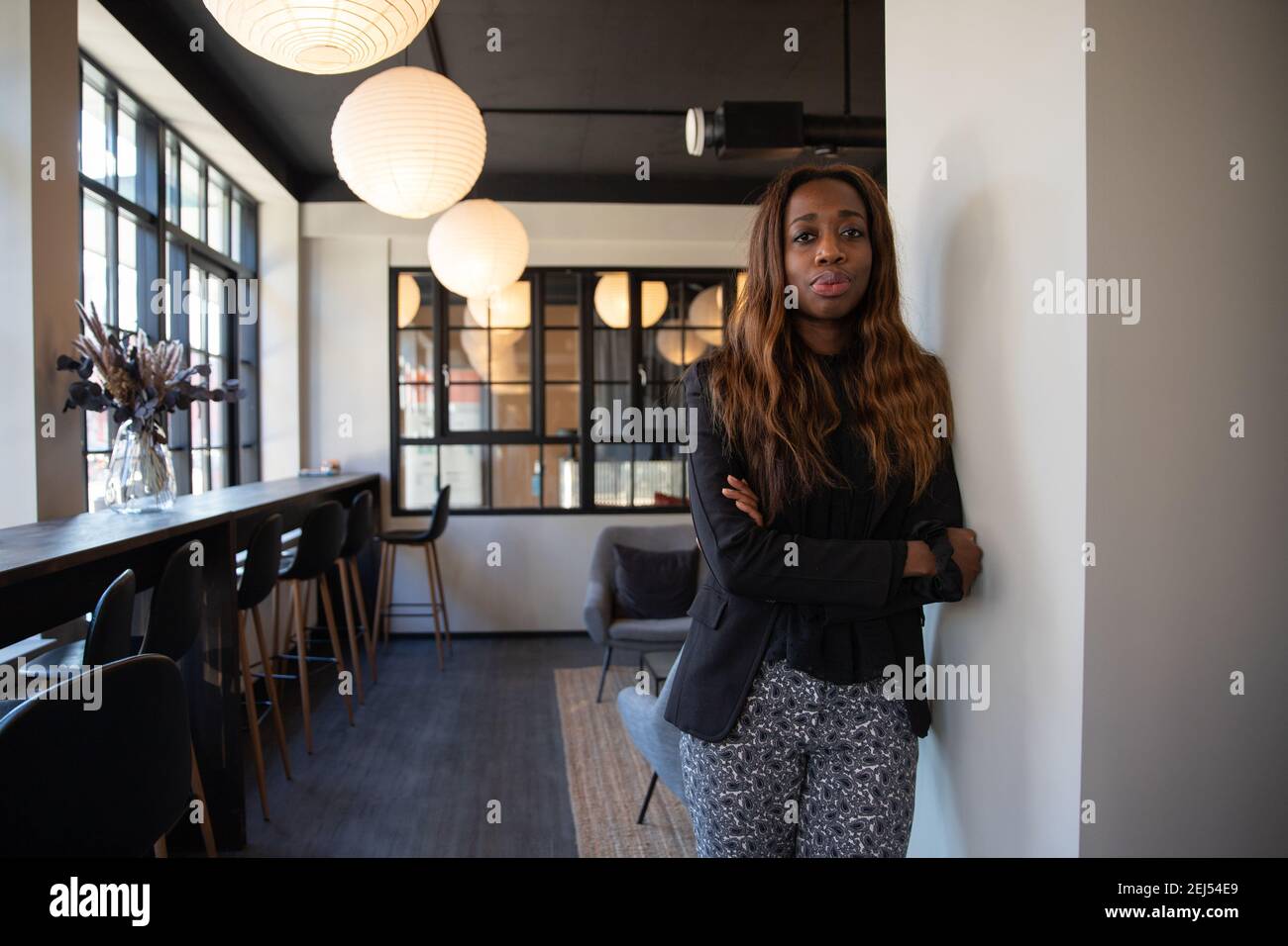 African american female boss stands hi-res stock photography and images ...