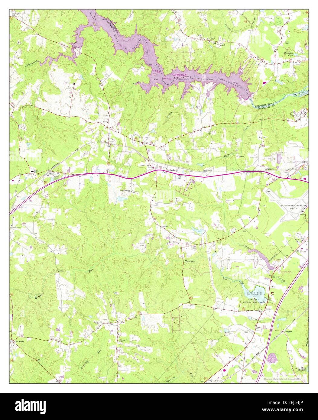 Sutherland, Virginia, map 1963, 1:24000, United States of America by ...