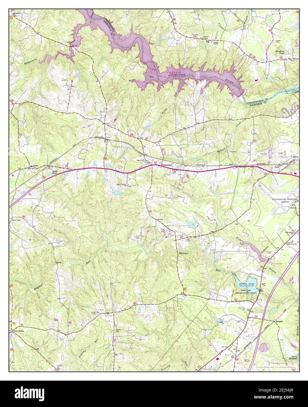 Sutherland, Virginia, map 1963, 1:24000, United States of America by ...