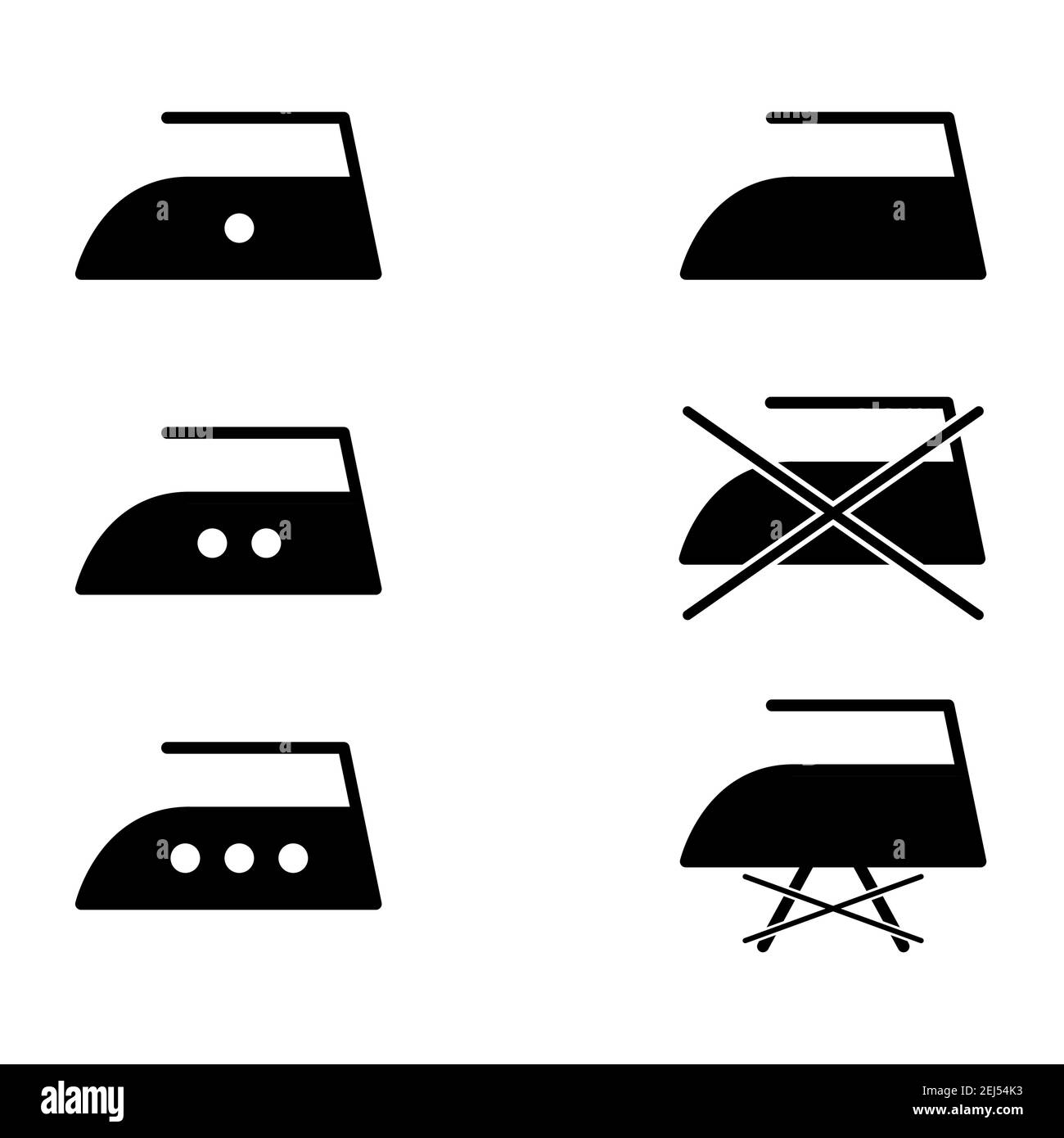 Iron collection black flat icon isolated on white background. 3 ...