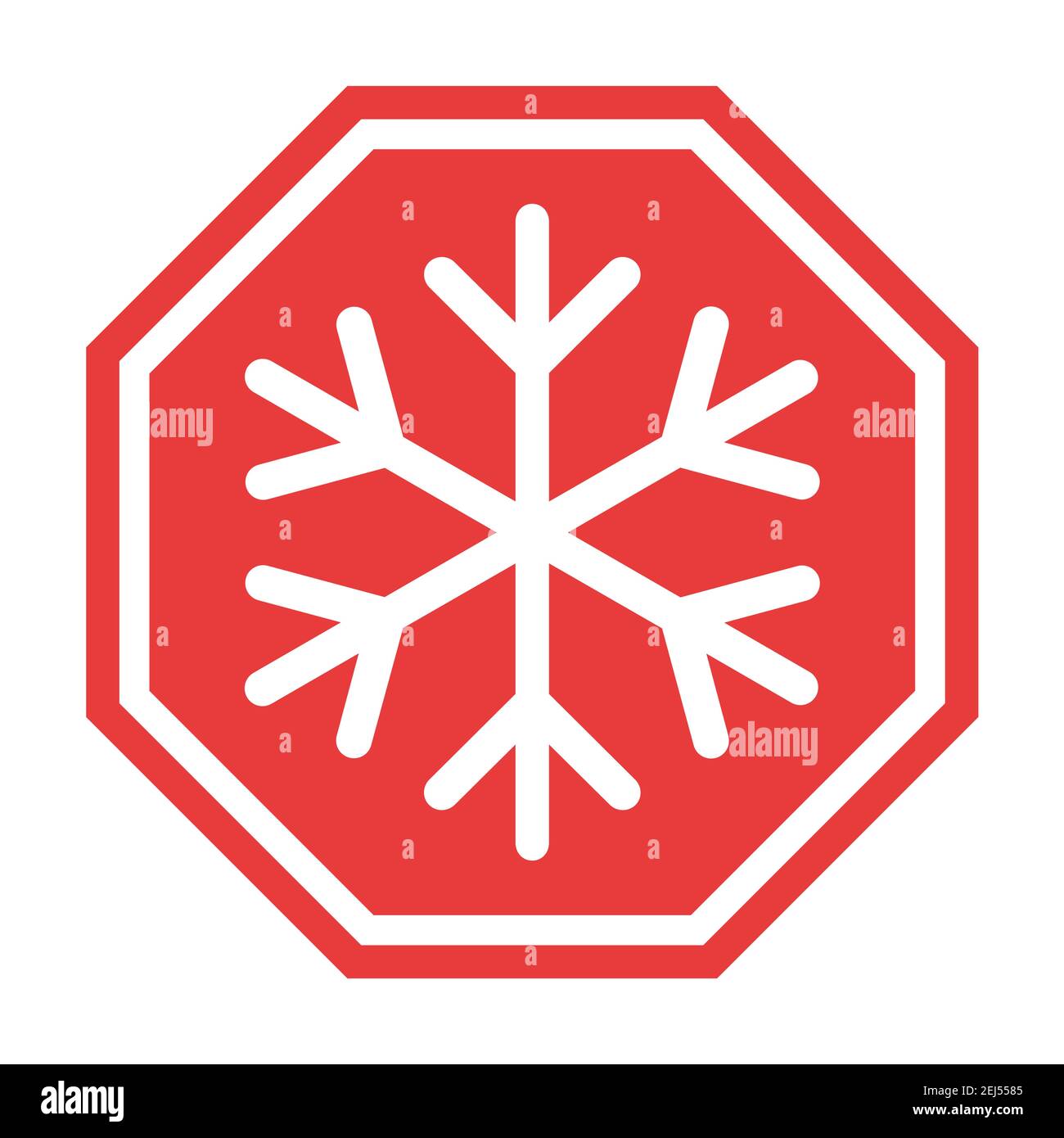 Snow winter icon, danger ice flake sign, risk alert vector illustration ...