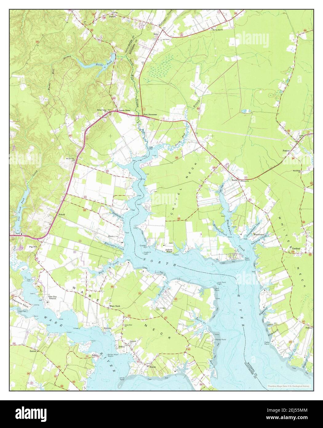 Ware Neck, Virginia, map 1965, 1:24000, United States of America by ...