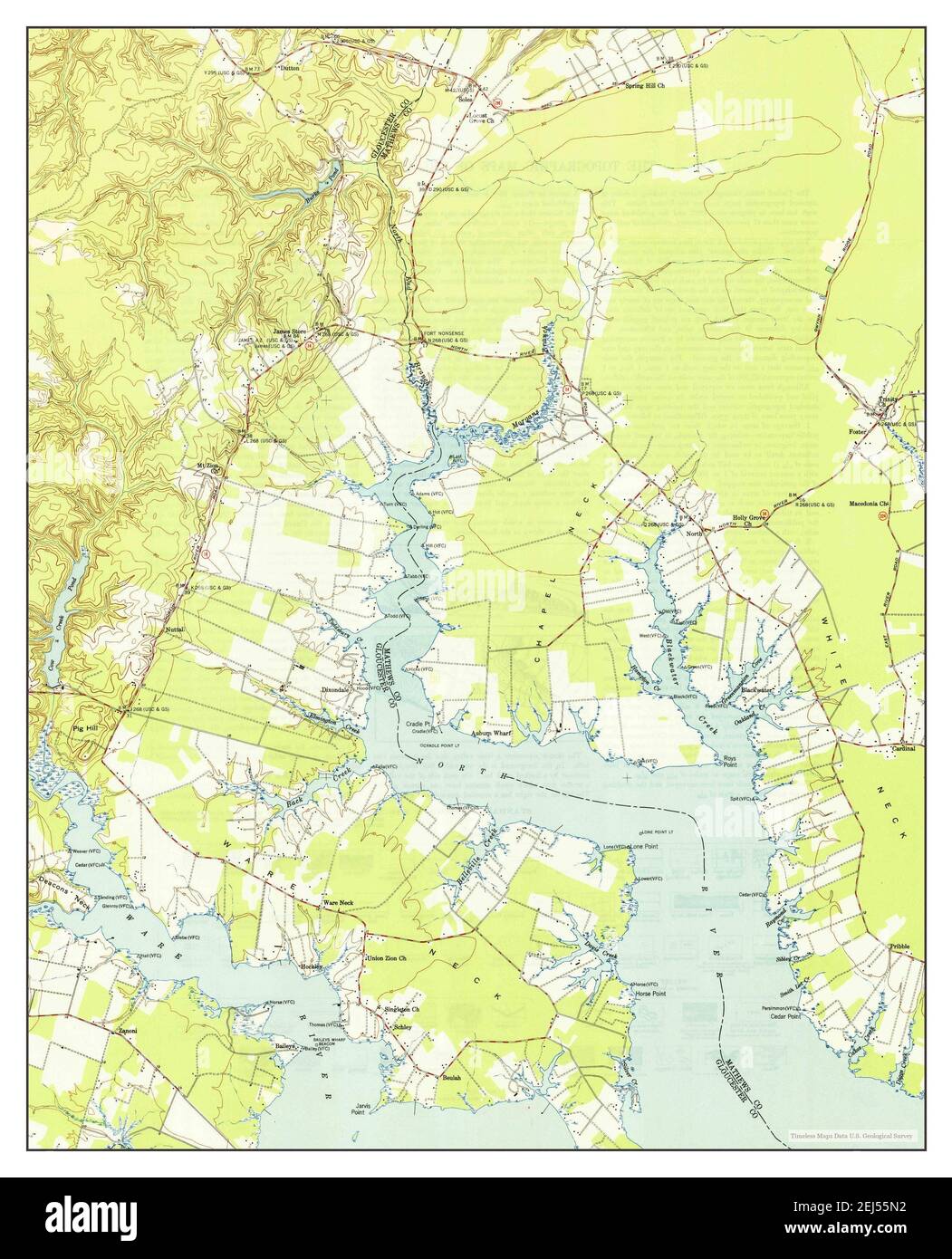 Ware Neck, Virginia, map 1948, 1:24000, United States of America by ...