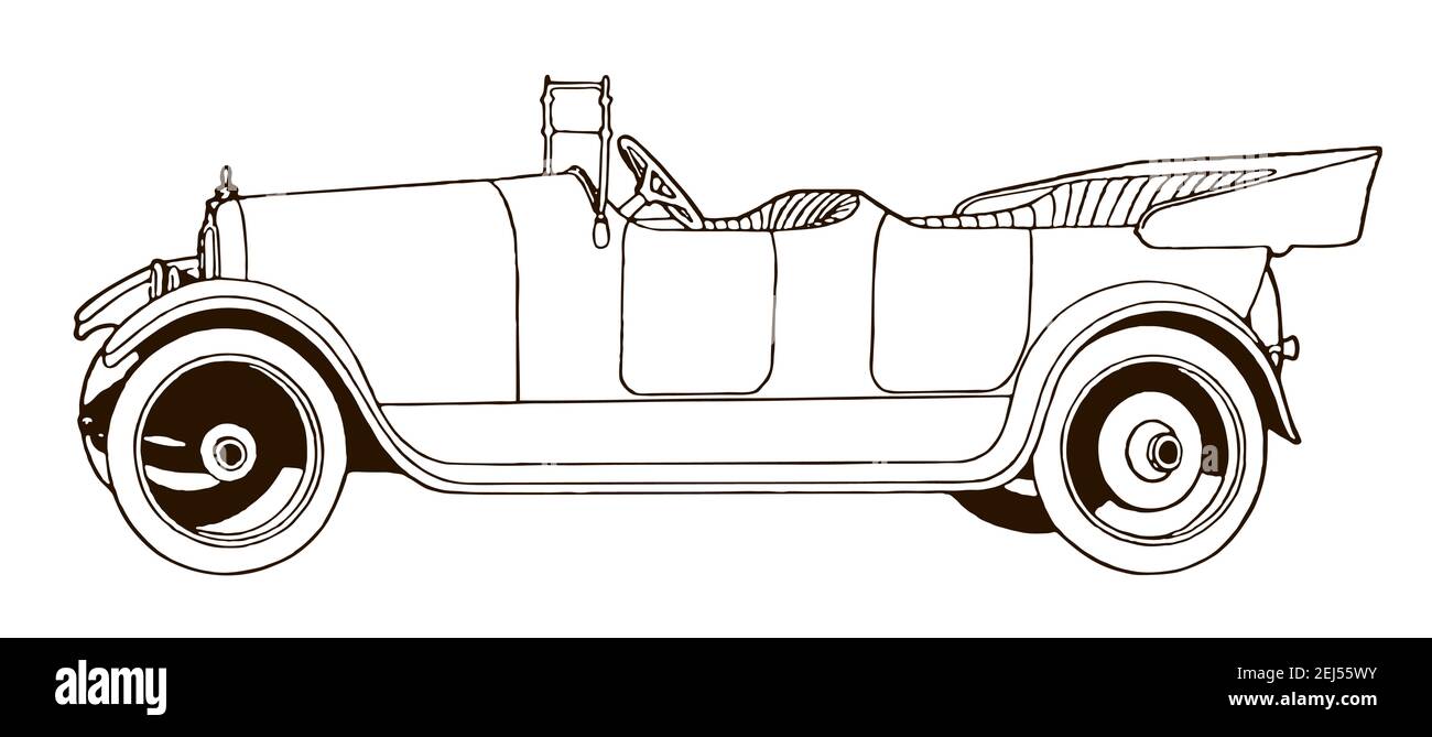 Open antique convertible touring car in side view Stock Vector Image ...