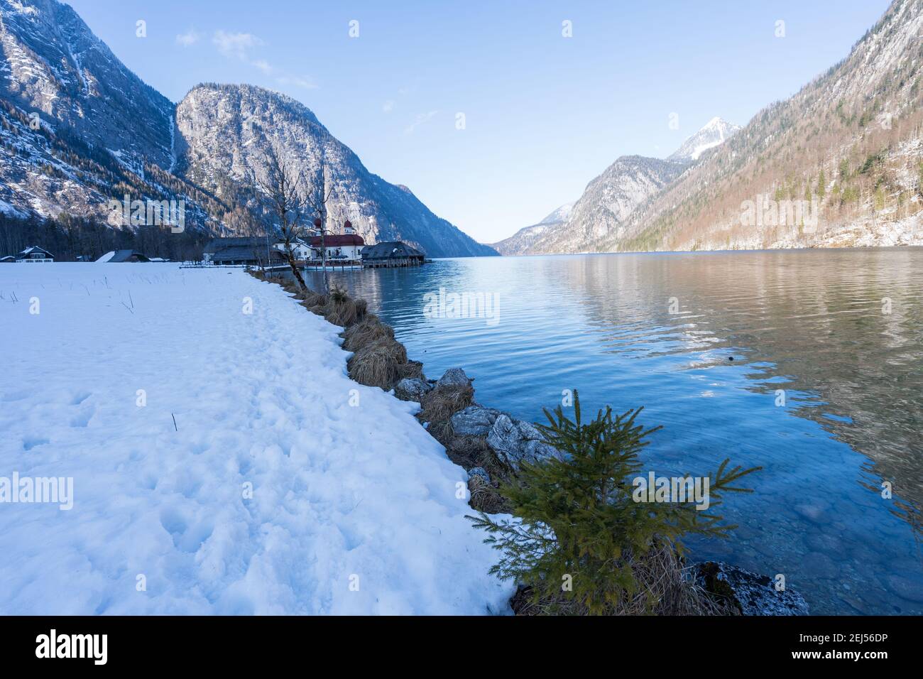 Snowy winter boat trip and hike on the Konigssee Lake in Bavaria ...