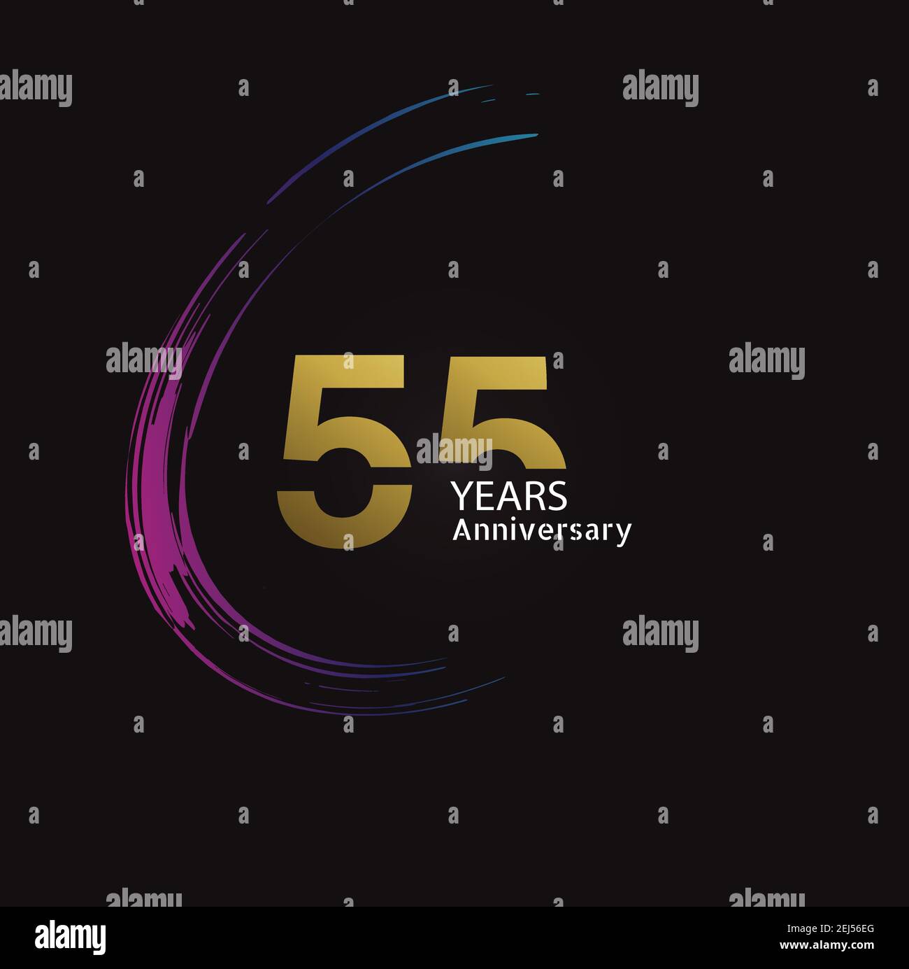 55 Anniversary fireworks and celebration black background Stock Vector ...