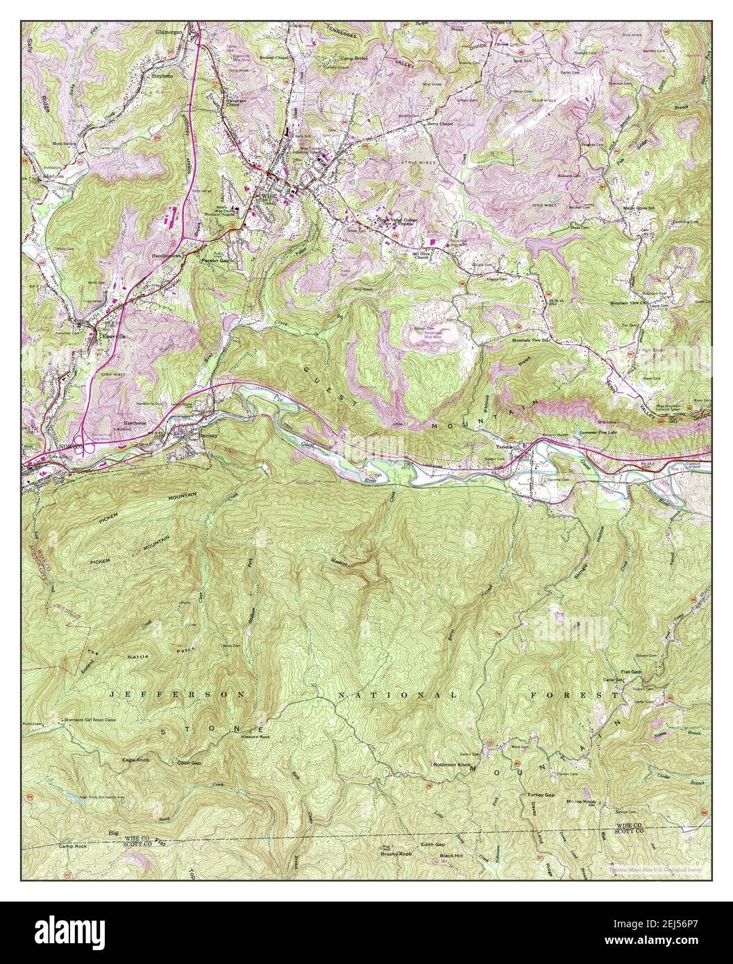 Map of wise virginia hi-res stock photography and images - Alamy