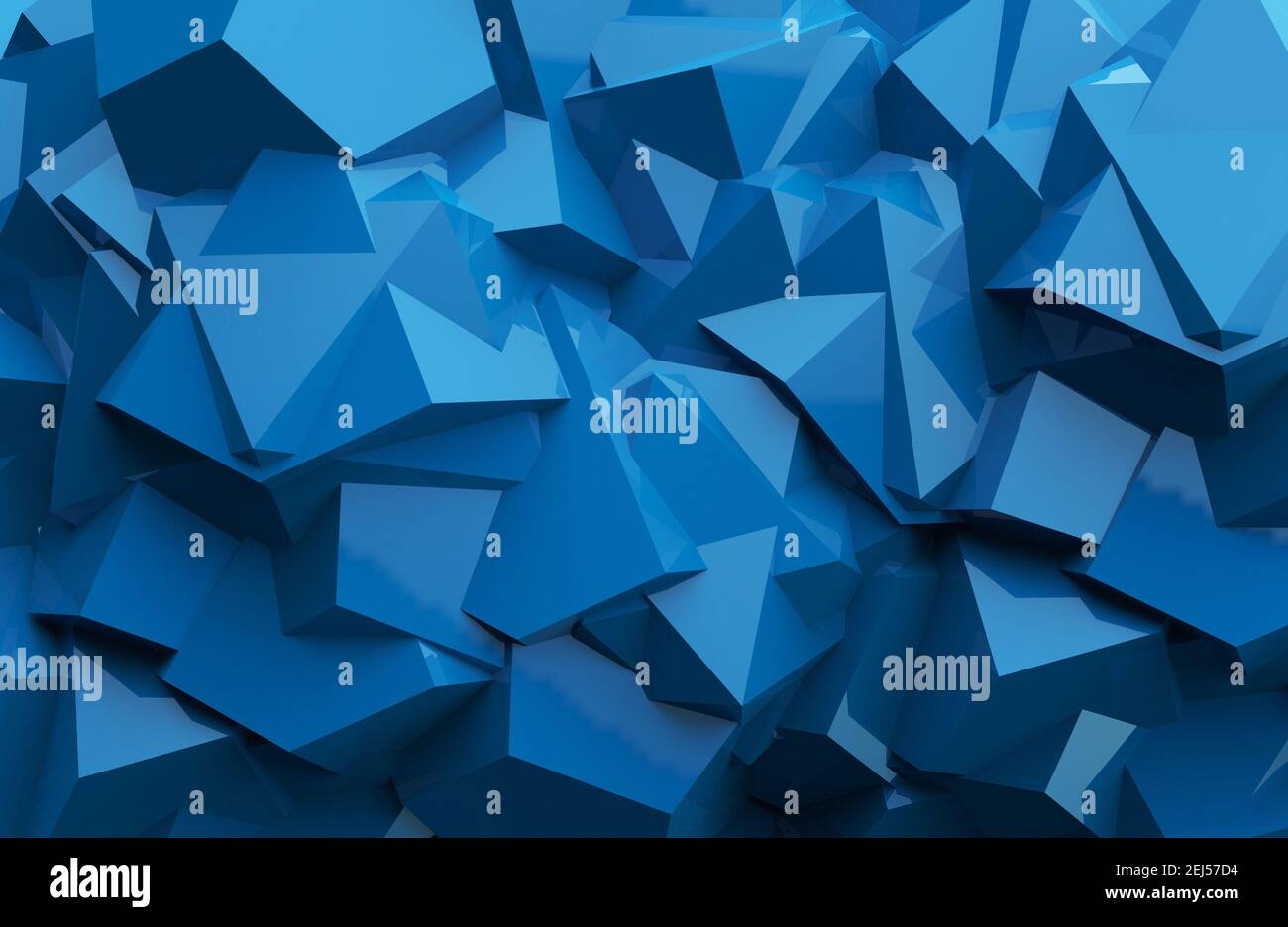 3d render illustration of lowpoly geometric shaped, blue colored ...