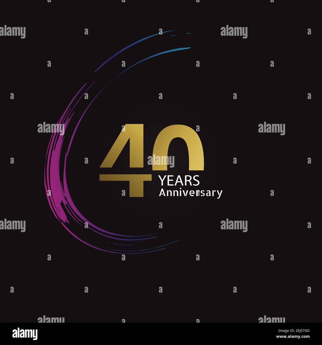 40 Anniversary fireworks and celebration black background Stock Vector ...