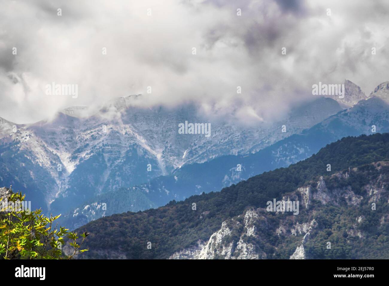 View of mount Olympus, the highest mountain in Greece. It is part of ...