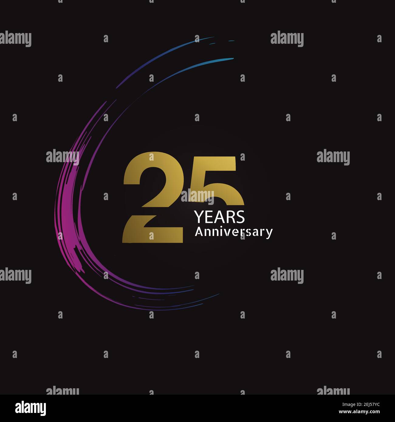 25 Anniversary fireworks and celebration black background Stock Vector ...