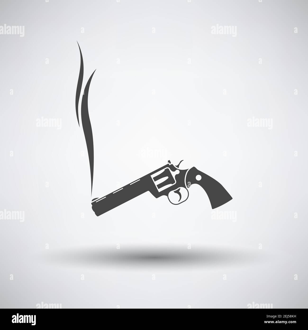 Smoking Revolver Icon. Dark Gray on Gray Background With Round Shadow ...