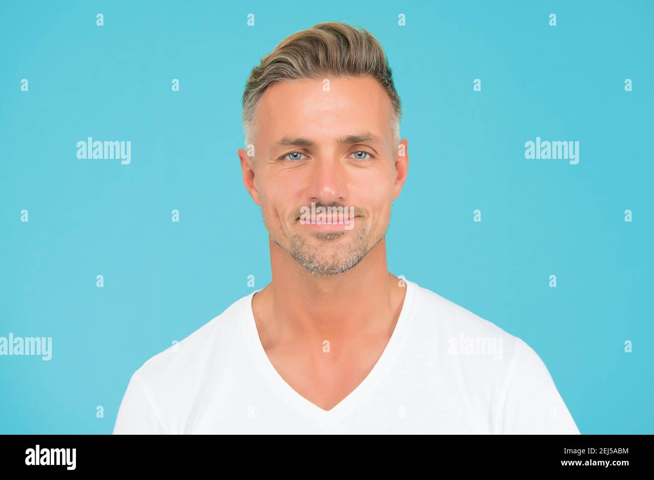 handsome unshaven man. good looking guy with bristle on face. facial ...